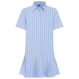 Hugo Damen Hemdblusenkleid "Korendi", blau, Gr. 38, gestreift, Web, Obermaterial: 100% Baumwolle, Kleider, mit Falten am Rock