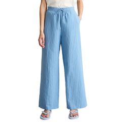 Marc O'Polo Damen Chinohose "aus Leinen-Baumwolle-Mix", blau, Gr. S, MARC O'POLO DENIM, gestreift, Obermaterial: 56% Leinen, 44% Baumwolle, Hosen