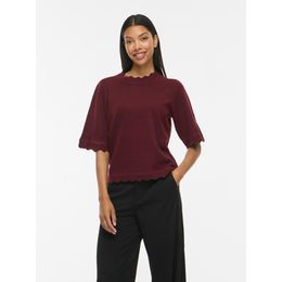 Vila Damen Kurzarmpullover "VINIKOLINA O-NECK 2/4 KNIT TOP - NOOS"port royale detail:melange, Gr. L, meliert, Strick, Obermaterial: 97% Polyester, 3%