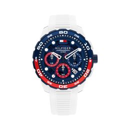 Tommy Hilfiger Herren Chronograph "TH-REGATTA"wei&szlig;, Armbanduhren, Quarzuhr, Armbanduhr, Herrenuhr, Silikonarmband, analog, Tag