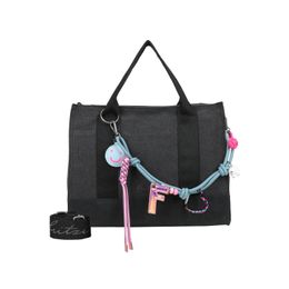 Damen Shopper "Tote Bag Limited T&uuml;ddel&uuml;t", Fritzi aus Preussenschwarz, 100% Polyamid, unifarben, Taschen, mit Anh&auml;ngerkette im Collector-Look