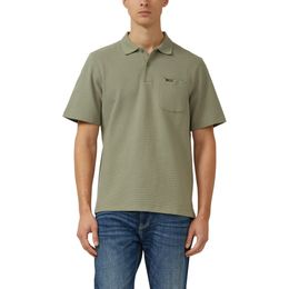s.Oliver Herren Poloshirt, gr&uuml;n, Gr. S, unifarben, Jersey, Obermaterial: 100% Baumwolle, Shirts, in Waffle-Optik