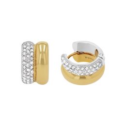 JOOP! JOOP Damen Paar Creolen "Schmuck, Geschenk", 16mm, Edelstahlgelbgoldfarben, edelstahlfarben, kristallwei&szlig;, kristallwei&szlig;, Edelstahl, Ohrringe, mit