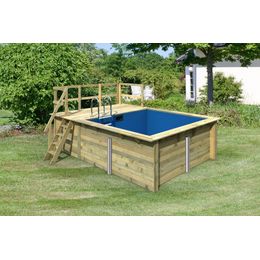 Rechteckpool Karibu, B:462cm H:124cm L:353cm, blau, Schwimmbecken, "Milano A BxLxH: 462x353x124cm", 44 mm starke kesseldruckimpr&auml;gnierte Holzbohlen