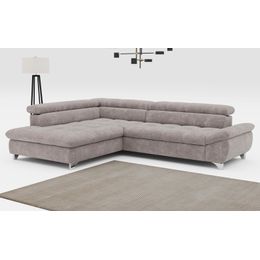 Ecksofa COTTA, B:312cm T:234cm, grau, Wohnzimmer, Sofas, "Gemini L-Form, B: 312 cm", mit Kopfteilverstellung, optional Schlaffunktion