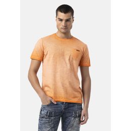 Cipo & Baxx CIPO & BAXX Herren T-Shirt "CT810"orange, Gr. XL, unifarben, 100% Baumwolle, Shirts, Auff&auml;lliger Front-Print