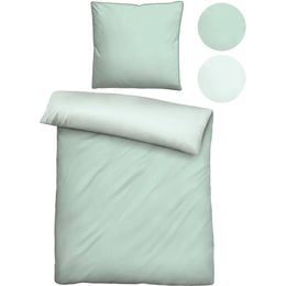 Wendebettw&auml;sche Biberna, gr&uuml;n, Mako-Satin, Obermaterial: 100% Baumwolle, Bettw&auml;sche, "0615211 Premium Satin aus 100% Baumwolle mit Rei&szlig;verschlu&szlig;",