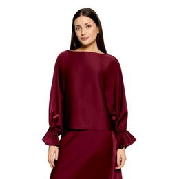 Vera Mont Damen Satinbluse "Damen mit Fledermaus&auml;rmeln", rot, Gr. 40, Satin, Obermaterial: 100% Polyester, Blusen