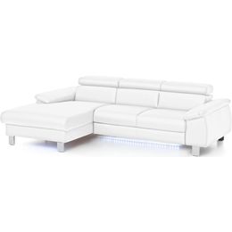 COTTA Ecksofa "Komaris L-Form, B: 244 cm", B/H/T: 244cm x 72cm x 166cm, Leder PAMPAS, Recamiere links, ohne Bettfunktion,ohne Bettkasten,mit