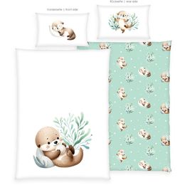 Babybettw&auml;sche Baby Best, gr&uuml;n, Renforc&eacute;, Obermaterial: 100% Baumwolle, Bettw&auml;sche, "Schnuffel-Otter", Wendebettw&auml;sche