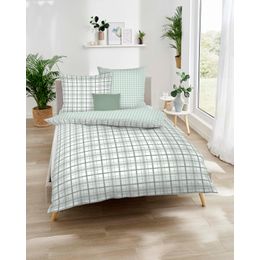 Wendebettw&auml;sche Kaeppel, gr&uuml;n, Mako-Satin, Obermaterial: 100% Baumwolle, Bettw&auml;sche, "Plaid", angenehm w&auml;rmend