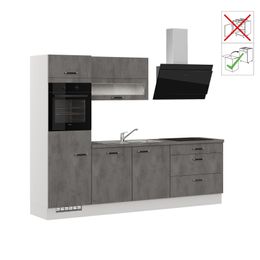 K&uuml;che IMPULS K&Uuml;CHEN, B:270cm H:206,2cm T:60cm, grau, Komplettk&uuml;chen-Sets, ""Prag", Ausrichtung w&auml;hlbar, Schubk&auml;sten mit Soft-Close", vormontiert,