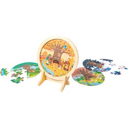 HAPE Kinder Puzzle "4-Jahreszeiten-Lagenpuzzle"bunt, Holz, Papier, Pappe, B:30cm T:3cm, Puzzles, leuchtet im Dunkeln