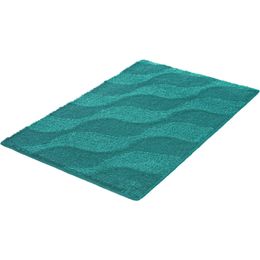 Badematte Kleine Wolke, H:15mm, gr&uuml;n, Polyacryl, Badematten, "&raquo;Onda&laquo;, Badvorleger, Badezimmer Teppich", Badteppich, modernes Ton in Ton Wellendesign,