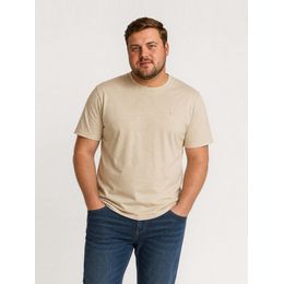 Lerros Herren Rundhalsshirt "Sommerliches T-Shirt mit O-Neck in gro&szlig;en Gr&ouml;&szlig;en", beige, Gr. 4XL, 100% Baumwolle, Shirts