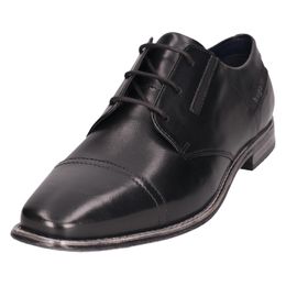 Bugatti Herren Schn&uuml;rschuh, Gr. 41, schwarz, Leder, Schuhe, Blockabsatz, Abendschuh, Festtagsschuh mit Stretcheins&auml;tzen