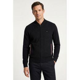Tommy Hilfiger Herren Strickjacke "RWB TEXTURED ZIP THROUGH BOMBER", schwarz, Gr. L, Strick, Obermaterial: 100% Baumwolle, Strickjacken
