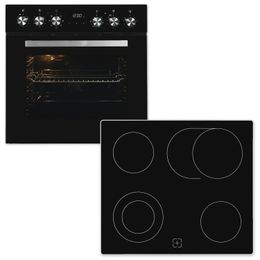 Exquisit Elektro-Herd-Set "EHE157-UBZ-020", schwarz, Herdsets, Umluft f&uuml;r gleichm&auml;&szlig;ige W&auml;rme ideal f&uuml;r Pl&auml;tzchen auf mehreren Blechen