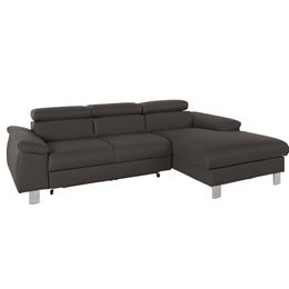 COTTA Ecksofa "Komaris L-Form, B: 244 cm", B/H/T: 244cm x 72cm x 166cm, Leder PAMPAS, Recamiere rechts,mit Bettfunktion,mit Bettkasten,ohne