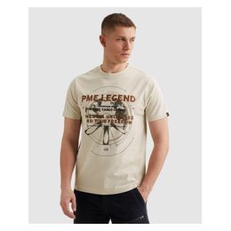PME-Legend PME LEGEND Herren T-Shirt "Short Sleeve R-Neck Heavy Jersey", beige, Gr. L, bedruckt, Jersey, Obermaterial: 100% Baumwolle, Shirts, mit Print,