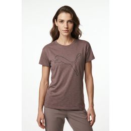 Puma Damen Trainingsshirt "W TAD ESSENTIAL HEATHER LOGO TEE", braun, Gr. XL, Jersey, Obermaterial: 100% Polyester, Shirts, Kurzarm, sportliches