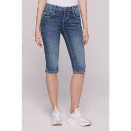 SOCCX Damen Jeansshorts, blau, Gr. 32, Abriebeffekte, Denim/Jeans, Material: 72% Baumwolle, 27% Polyester, 1% Elasthan, Zusatz: Enth&auml;lt nichttextile