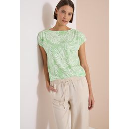 Cecil Damen Blusenshirt, gr&uuml;n, Gr. S, gebl&uuml;mt, Stoff, 65% Polyester, 35% Viskose, Shirts, mit Elastikbund