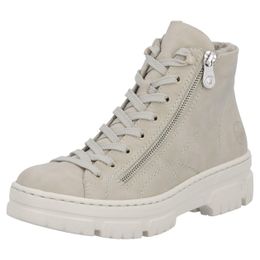 Rieker Damen Winterboots, Gr. 42, beige, Lederimitat, unifarben, Schuhe, Plateauboots, Schn&uuml;rboots mit Rei&szlig;verschluss an der Au&szlig;enseite