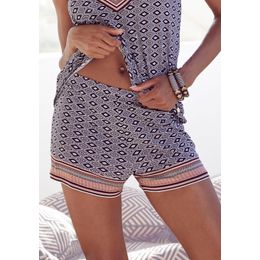 Damen Pyjamashorts, VIVANCE DREAMS BY LASCANA, Gr. 36, braun, Single Jersey, Obermaterial: 100% Viskose, gemustert, Hosen, in sch&ouml;nem Ethno-Design