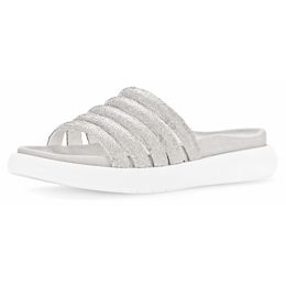 Gabor Damen Pantolette, Gr. 44, silber, Textil, Schuhe, Plateau, Sommerschuh, Schlappen in funkelnder Optik