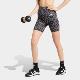 Damen Shorts "OPTIME ESSENTIALS WORKOUT LEGGINGS, KURZ, LEOPARDENPRINT", grau, Gr. L, adidas Performance, Obermaterial: 85% Polyester, 15% Elasthan,