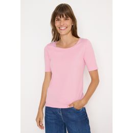 Cecil Damen T-Shirt, rosa, Basic, Gr. L, unifarben, Web, 100% Baumwolle, Shirts, in Unifarbe