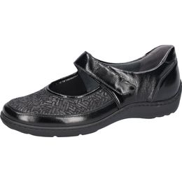 Waldl&auml;ufer WALDL&Auml;UFER Damen Riemchenballerina "HENNI-Soft", Gr. 4, schwarz, Lackleder, Textil, gl&auml;nzend, Schuhe, Klettschuh, Komfortschuh, Bequemschuh, Weite H,