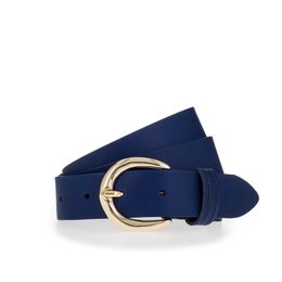 Tamaris Damen Lederg&uuml;rtel ""Clara Gold"", blau, Gr. 75, unifarben, Rindsleder, G&uuml;rtel, 3 cm Breite, aus Rindsleder, mit goldfarbener Dornschnalle