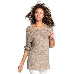 Damen Rundhalspullover "Rundhals-Pullover", bunt, Gr. 34, Rick Cardona BY HEINE, gemustert, mehrfarbig, unifarben, 55% Baumwolle, 45% Polyester,