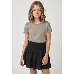 Tom Tailor Kinder A-Linien-Rockcoal grau, Gr. 128, unifarben, Web, Obermaterial: 99% Polyester, 1% Elasthan, R&ouml;cke, mit R&uuml;schen