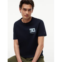Tommy Hilfiger Herren T-Shirt "MONO SUN GRAPHIC REGULAR TEE", schwarz, Gr. XL, bedruckt, Single Jersey, Obermaterial: 100% Baumwolle, Shirts, aus