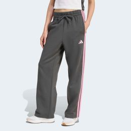 Damen Sporthose "ESSENTIALS 3-STREIFEN OPEN-HEM FRENCH TERRY", grau, Gr. S, adidas Sportswear, Obermaterial: 55% Baumwolle, 36% Polyester, 9%