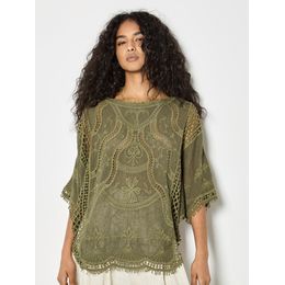 Apricot Damen Shirtbluse "Top aus Baumwollmischung", gr&uuml;n, Gr. L, uni, gewebt, Obermaterial: 64% Baumwolle CO. 36% Viskose CV., Blusen, mit