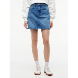 Tommy Jeans Damen Jeansrock "90'S MOM SKIRT BJ0133", blau, Gr. 30, Abriebeffekte, Denim/Jeans, Obermaterial: 99% Baumwolle, 1% Elasthan, R&ouml;cke,