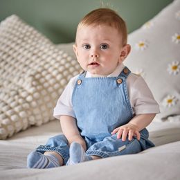 MaxiMo M&auml;dchen Schlupfhose, Gr. 74, blau, Denim/Jeans, Obermaterial: 100% Baumwolle, Hosen, Denim-Optik, elastische Beinb&uuml;ndchen, Holzkn&ouml;pfe, unisex