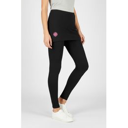 bonprix Damen Trainingstightsschwarz graphisch bedruckt, Gr. 40, Obermaterial: 95% Baumwolle, 5% Elasthan, Hosen, Super-Stretch-Material, Skinny Fit,