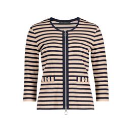 Betty Barclay Damen Shirtjacke "Damen mit Rippenstruktur"beige, dunkelblau, Gr. 42, Rippware, Obermaterial: 95% Baumwolle, 5% Elasthan, Shirts