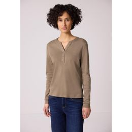 Street One Damen Langarmshirt, beige, Gr. 40, unifarben, Web, 50% Baumwolle, 50% Modal, Shirts, im Tunika-Style