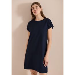 Cecil Damen Jerseykleid, blau, Gr. XL, unifarben, Web, 100% Baumwolle, Kleider, knielang