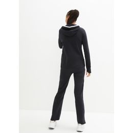 bonprix Damen Jogginganzugschwarz, Gr. 36, kontrastfarbene Details, unifarben, Sweatware, Obermaterial: 95% Baumwolle, 5% Elasthan, Sportanz&uuml;ge,