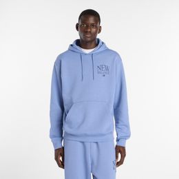 New Balance Herren Kapuzensweatshirt, blau, Gr. L, Obermaterial: 60% Baumwolle, 40% Polyester, Sweatshirts, mit Kordelzug, aus Baumwollmischung