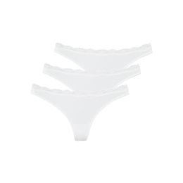 Lascana Damen String, Gr. 32, wei&szlig;, Obermaterial: 95% Baumwolle, 5% Elasthan. Spitze: 87% Polyamid, 13% Elasthan, unifarben, Unterhosen, aus
