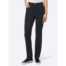 Heine Damen Cordhose, schwarz, Gr. 21, unifarben, 98% Baumwolle, 2% Elasthan, Hosen