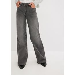 bonprix Damen Weite Jeans, grau, Gr. 50, Denim/Jeans, Obermaterial: 82% Baumwolle, 17% Polyester, 1% Elasthan, Jeans, Loose Fit, 5-Pocket-Style,